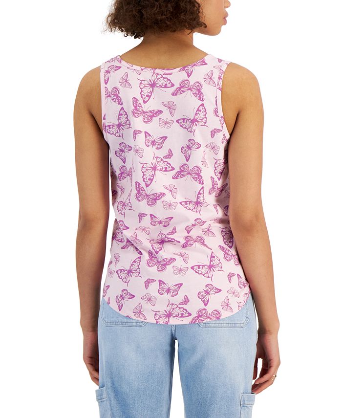Rebellious One Juniors' Butterfly Tie-Front Tank Top - Macy's