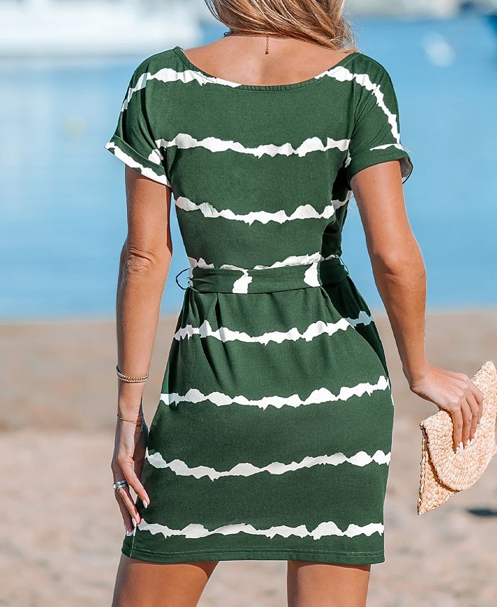 CUPSHE Women's Striped Short Sleeve Jersey Cover Up Dress - Macy's