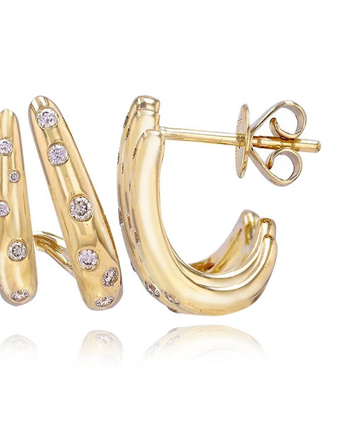 Alev Jewelry AJ by ALEV Three Waves Scattered White Topaz Wrap Earrings ...