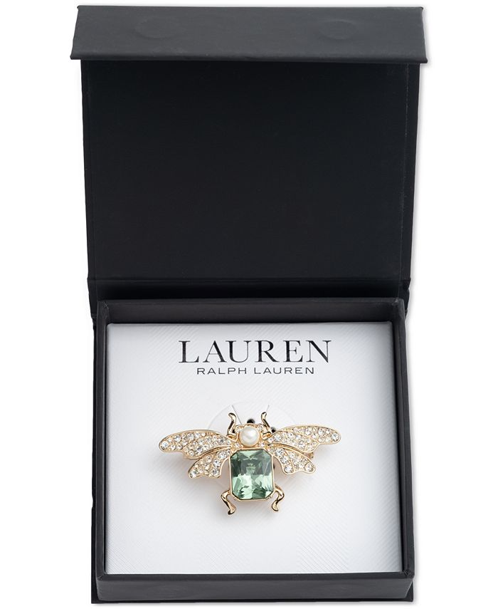 Lauren Ralph Lauren Gold-Tone Mixed Stone Winged Bug Pin - Macy's