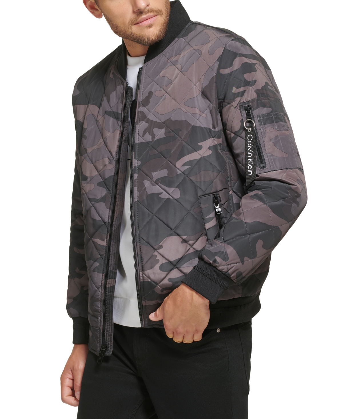 Click here for Calvin Klein Mens Quilted Baseball Jacket with Rib... prices