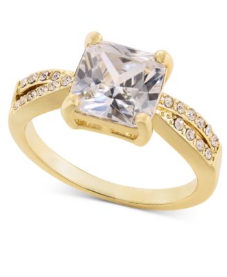 Charter Club Gold-Tone Pavé & Square Cubic Zirconia Ring, Created for ...