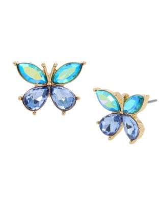 Betsey Johnson Faux Stone Butterfly Gem Stud Earrings - Macy's