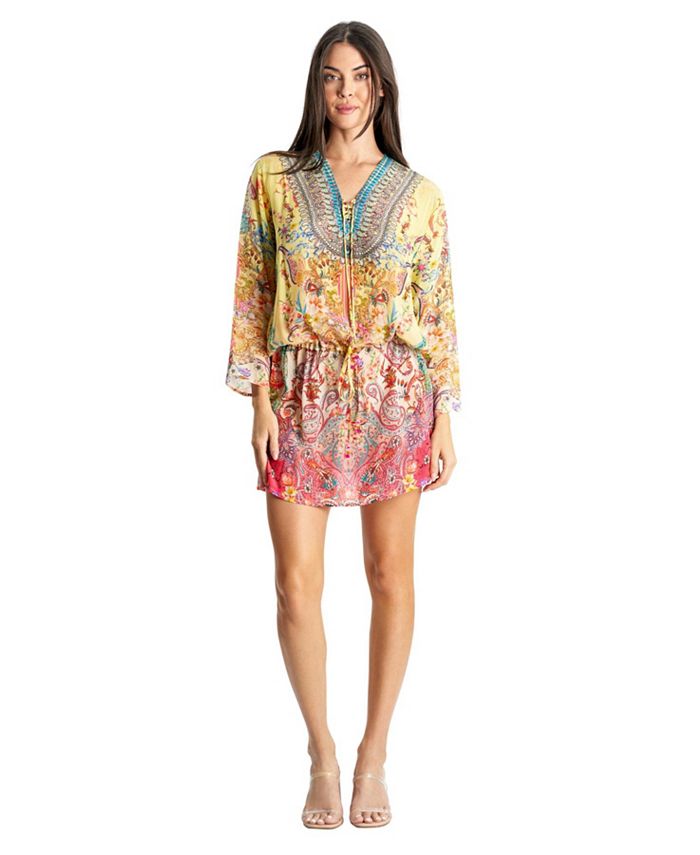 La Moda Clothing Women's Drawstring elastic waist short dress - Macy's