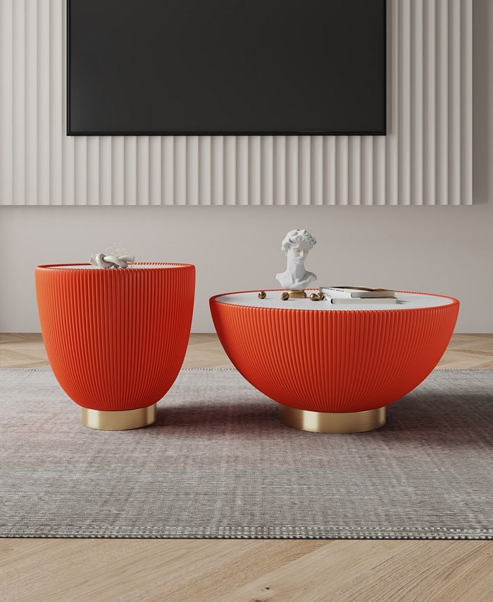 Manhattan Comfort Anderson 2-Piece Leatherette Upholstered Coffee Table ...