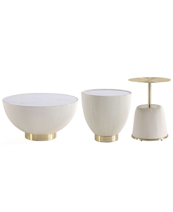 Manhattan Comfort Anderson 3-Piece Leatherette Upholstered Coffee Table ...