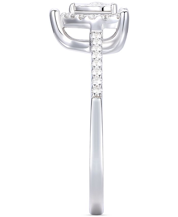 Promised Love Diamond Heart Halo Ring (1/4 ct. t.w.) in Sterling Silver ...