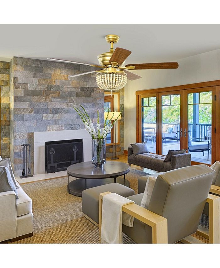 Slickblue 52 Inch Retro Ceiling Fan Light with Reversible Blades Remote ...