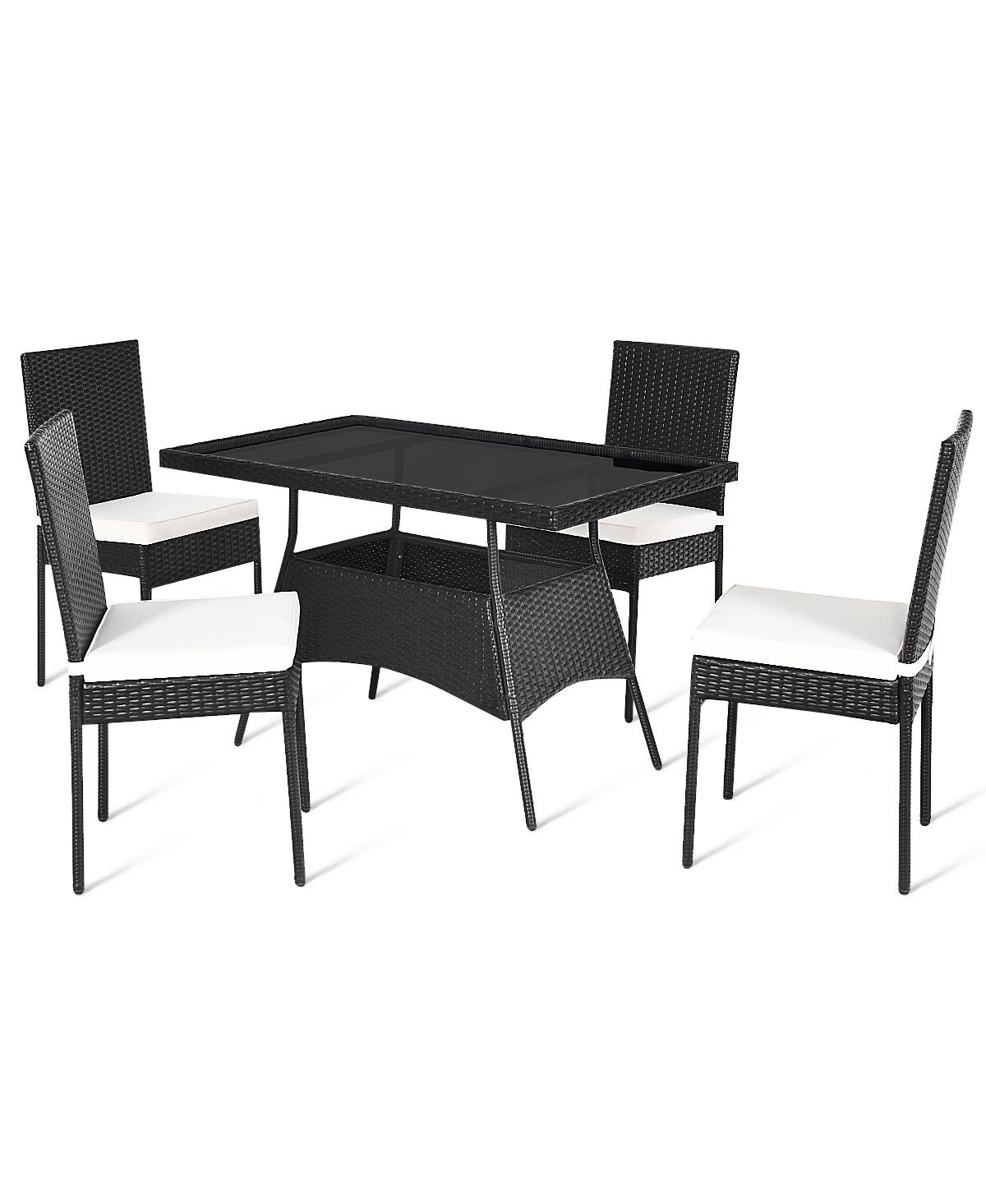 Click here for 5 Pieces Outdoor Patio Rattan Dining Set with Glas... prices