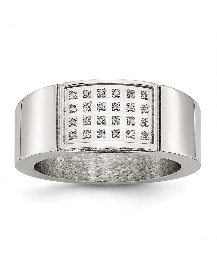 Chisel Stainless Steel Polished Cubic Zirconia Band Ring - Macy's
