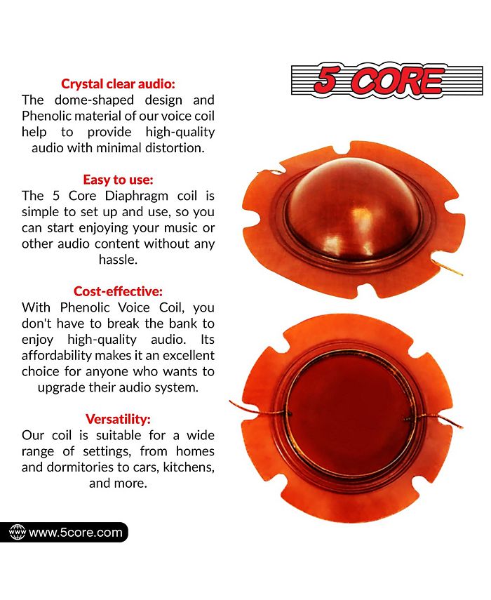 5 Core 2 Inch Diaphragm Phenolic Replacement Voice Coil 63.5mm with ...