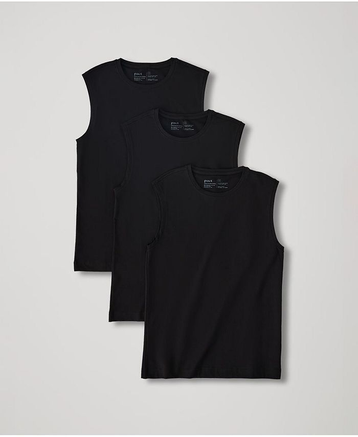 Pact Organic Cotton Cool Stretch Tank Undershirt 3-Pack - Macy's