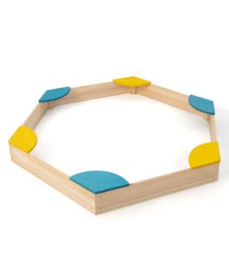 Outdoor Solid Wood Sandbox with 6 Built-in Fan-shaped Seats - Macy's