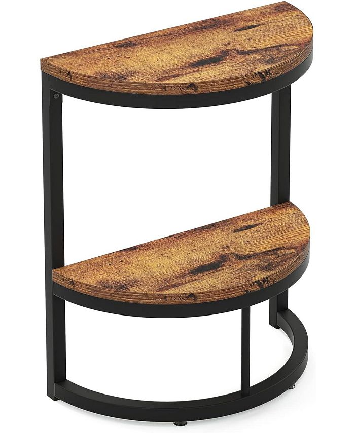 Tribesigns 2-Tier End Table Semi Circle, Small Half Round Side Tables ...
