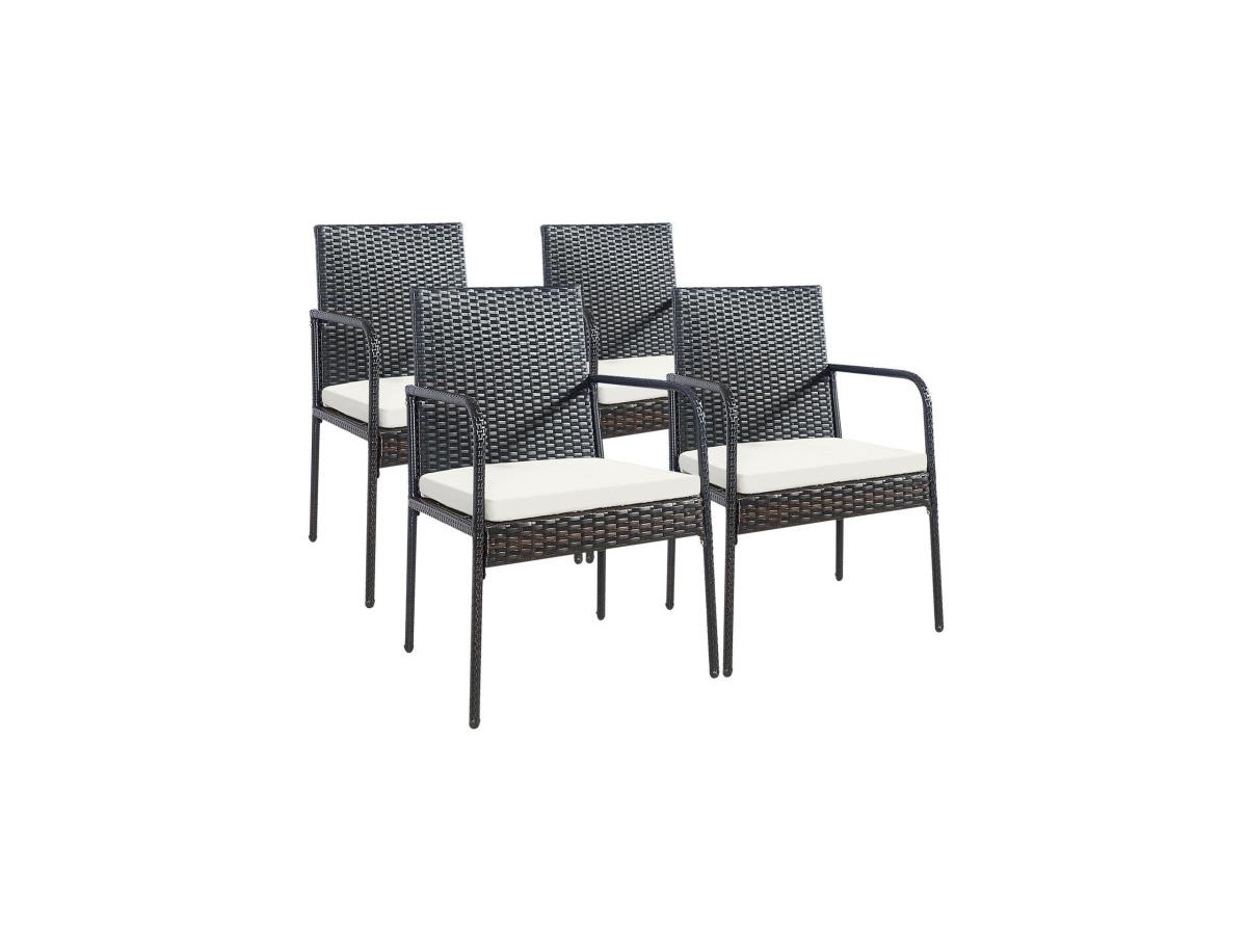 Click here for 4 Pieces Patio Wicker Rattan Dining Chair Set with... prices