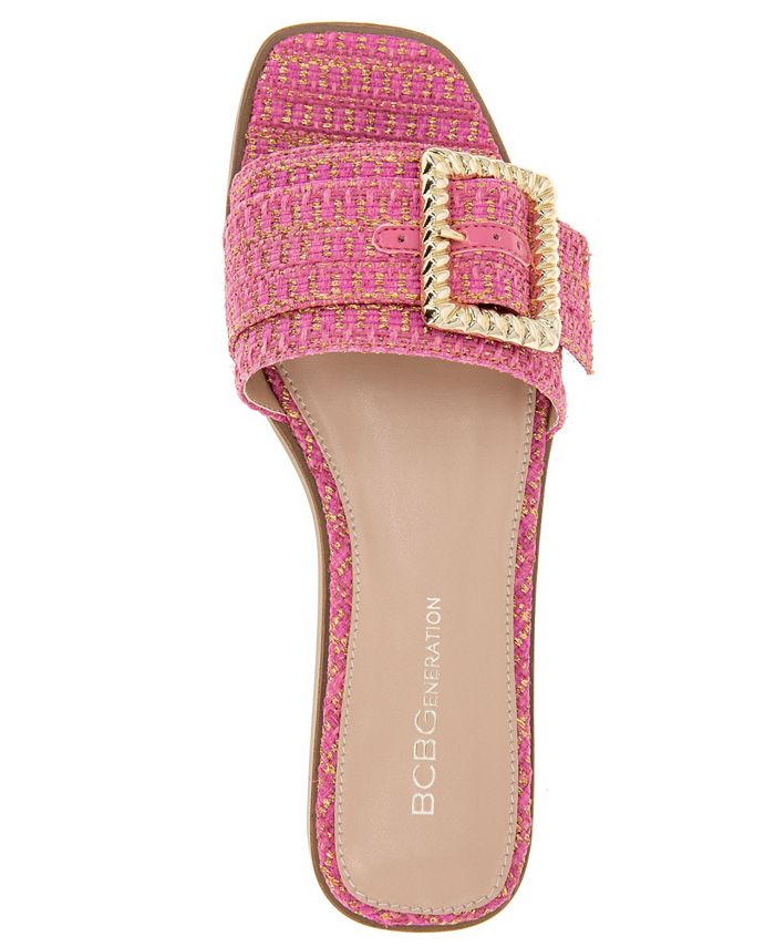 BCBGeneration Women's Mollie Buckled Slide Flat Sandals - Macy's