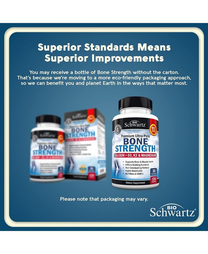 BioSchwartz Bone Strength Supplement with Calcium + D3, K2 & Magnesium ...