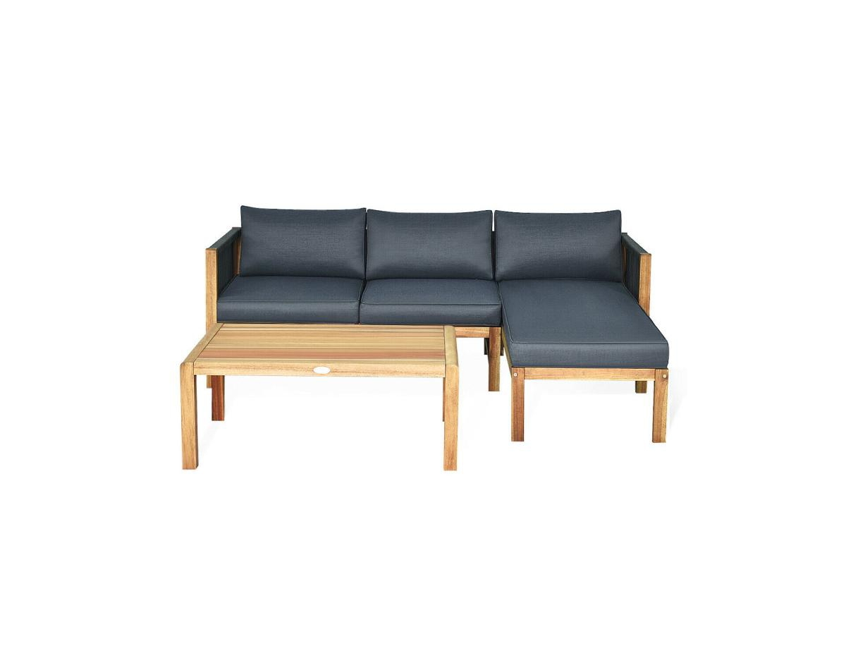 Click here for 3 Pieces Patio Acacia Wood Sofa Furniture Set with... prices