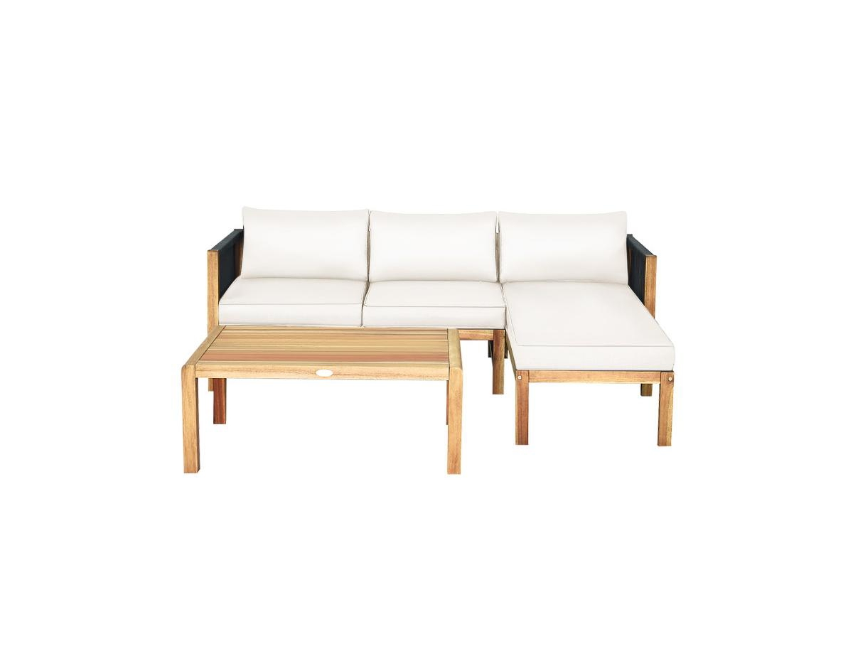 Click here for 3 Pieces Patio Acacia Wood Sofa Furniture Set with... prices