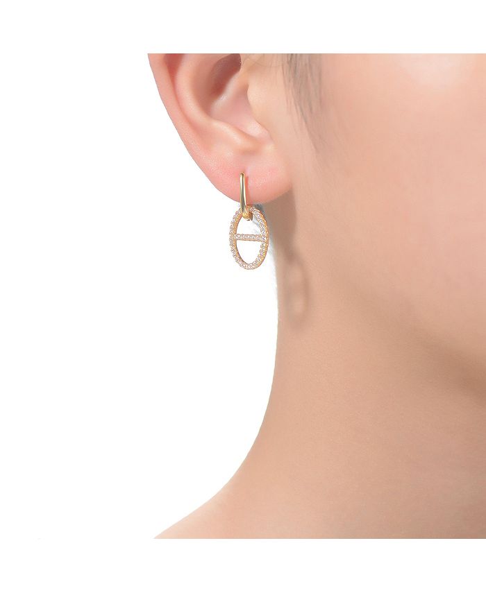 Rachel Glauber 14k Gold Plated Cubic Zirconia With Hollow Circle Dangle