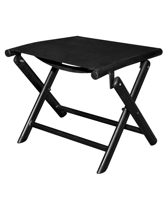 vidaXL Folding Footstool Black Aluminum and Textilene - Macy's