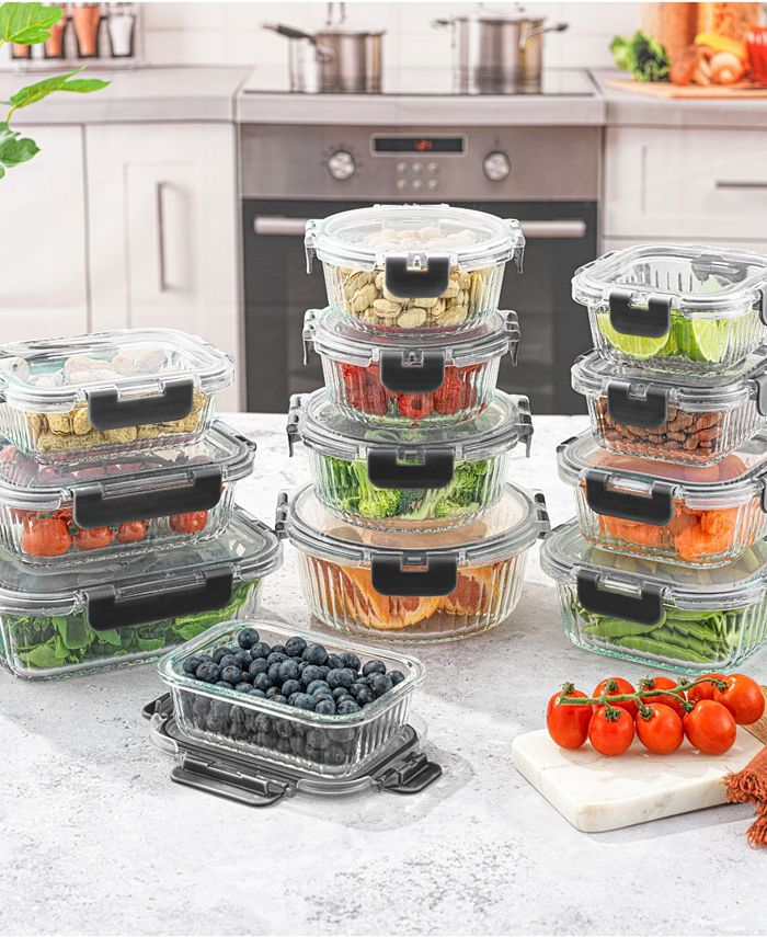 JoyJolt 24-piece Fluted Food Storage Container Set with Lids - Macy's
