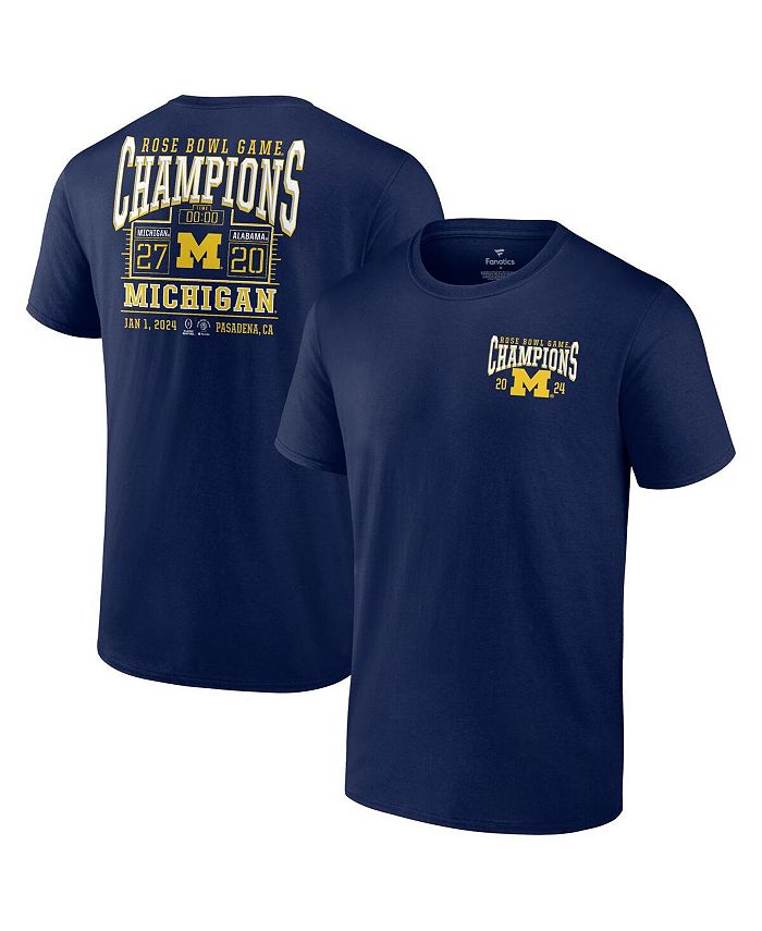 Fanatics Men's Navy Michigan Wolverines College Football Playoff 2024 Rose Bowl Champions Score ...