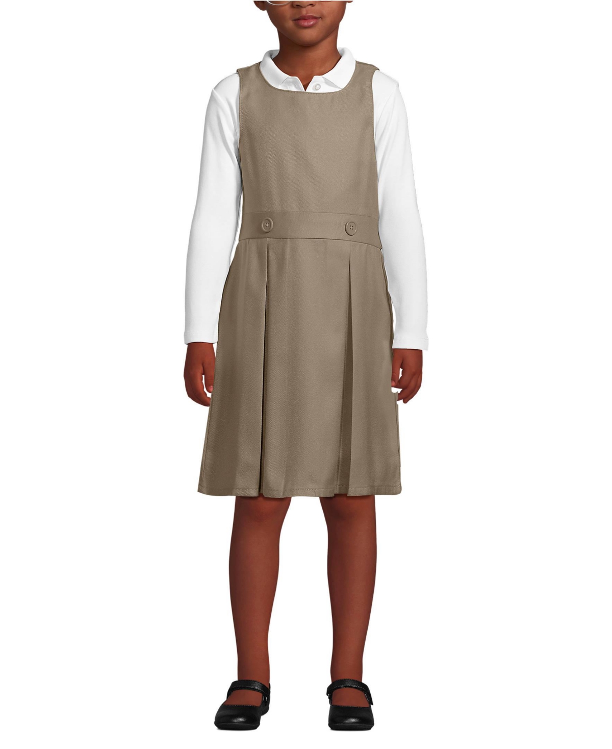 Click here for Lands End Big Girls Jumper Top of Knee - Khaki prices