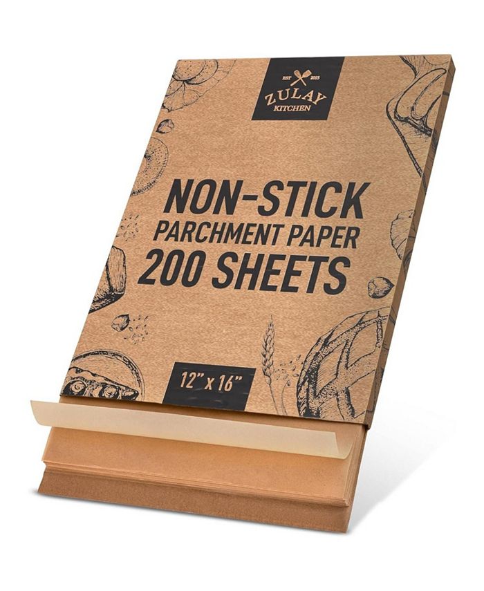 Zulay Kitchen 200 Pcs Parchment Paper Sheets - 12x16 Inches Unbleached ...