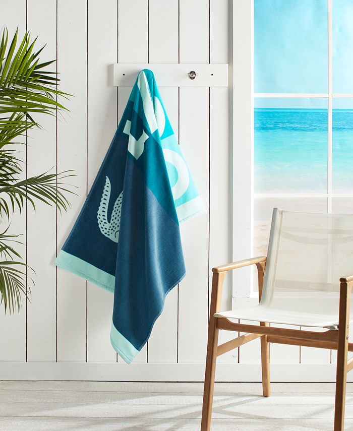 Lacoste Home Ombre Blocks Logo Cotton Beach Towel - Macy's