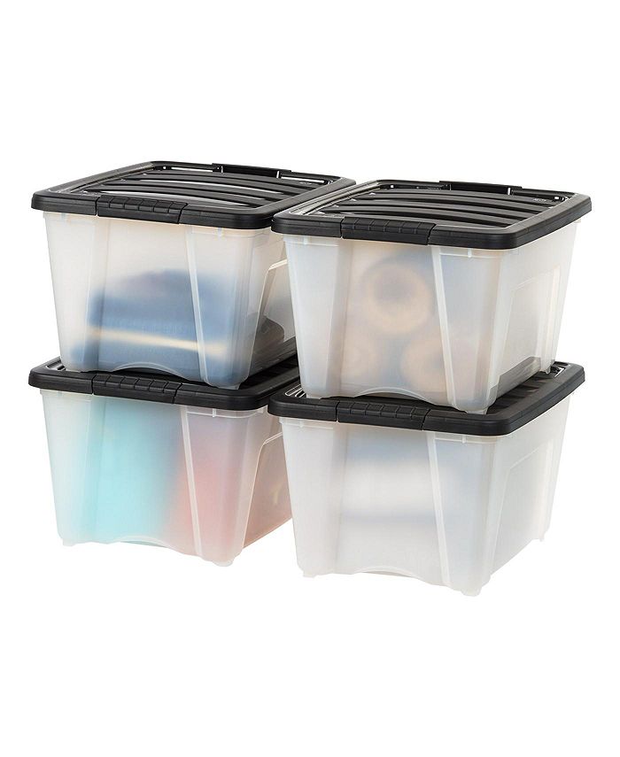 IRIS USA 32 Qt Stackable Plastic Storage Bins with Lids, 4 Pack - BPA ...
