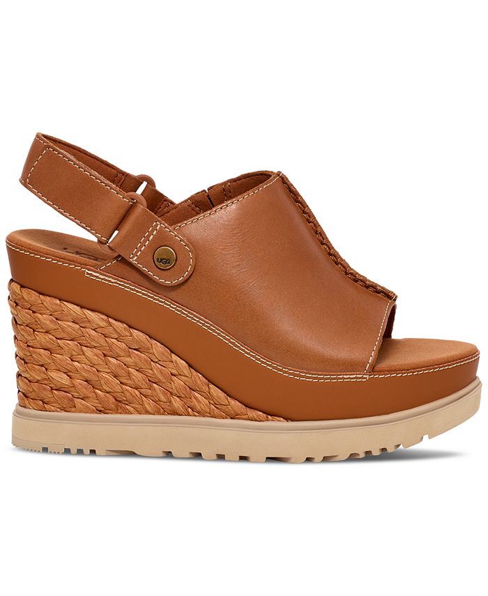 UGG® Women's Abbot Slingback Raffia-Wedge Sandals - Macy's