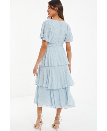 QUIZ Women's Beaded Tiered Evening Dress - Macy's