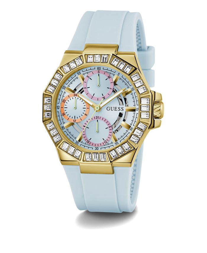 GUESS Women's Analog Blue Silicone Watch 39mm - Macy's