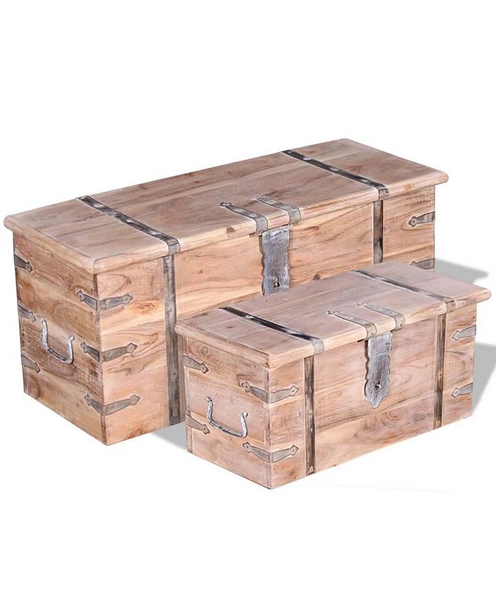 vidaXL Two Piece Storage Chest Set Acacia Wood - Macy's