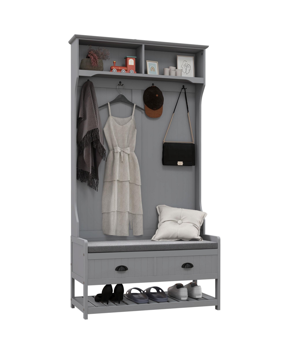 Click here for Homcom Hall Tree  Coat Rack and Bench Seat with 4... prices