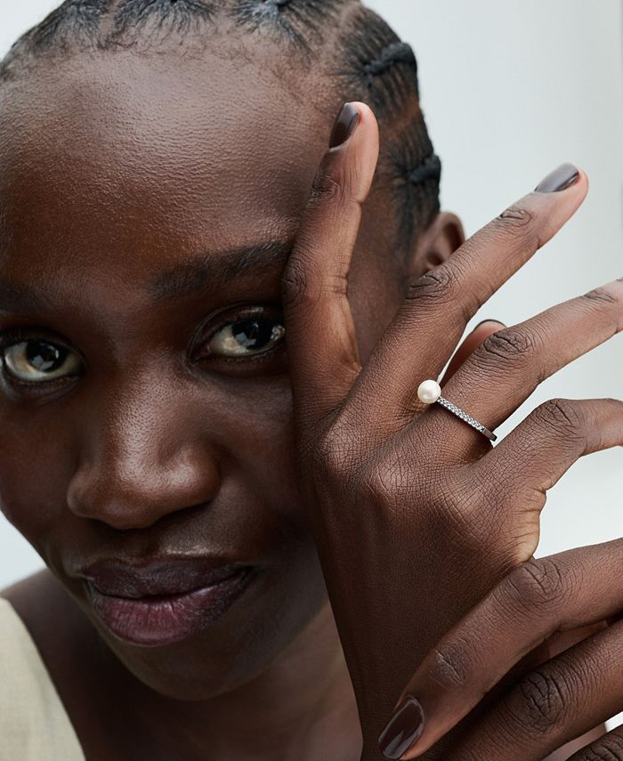 Pandora Sterling Silver Timeless Treated Freshwater Cultured Pearl Pave ...