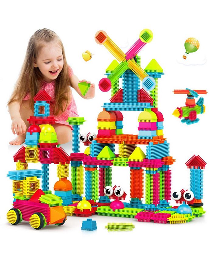 Contixo STEM Building Toys, 144 pcs Bristle Shape 3D Tiles Construction ...
