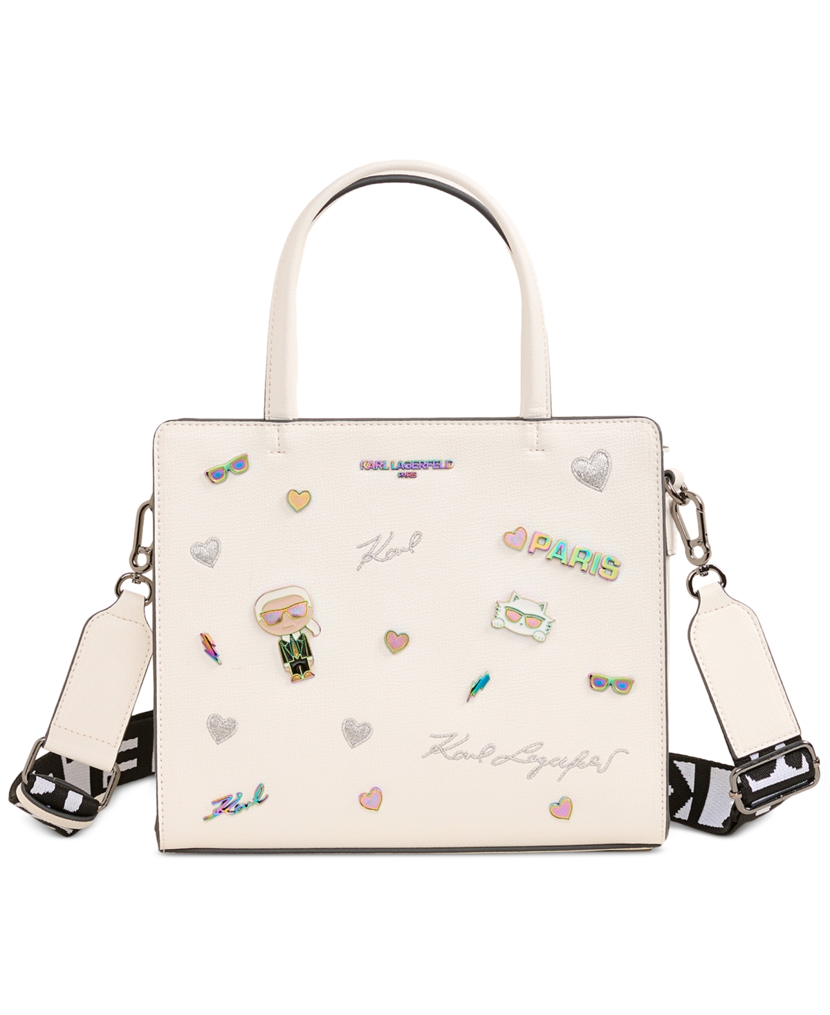 Karl Lagerfeld Paris Maybelle Satchel - Black  White Chevron