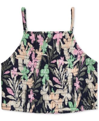 Roxy Big Girls Put It In A Love Song Smocked Cropped Tank Top - Macy's