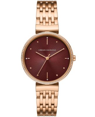 A|X Armani Exchange Women's Three-Hand Rose Gold-Tone Stainless Steel ...