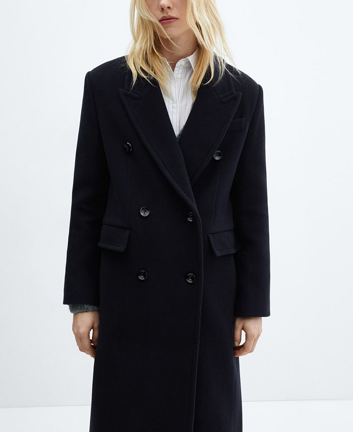 MANGO Women's Double-Breasted Wool Coat - Macy's