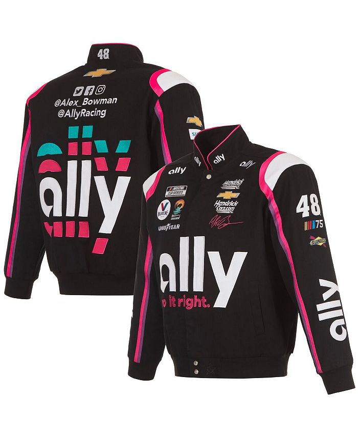 JH Design Men's Black Alex Bowman ally Twill Driver Uniform Full-Snap ...