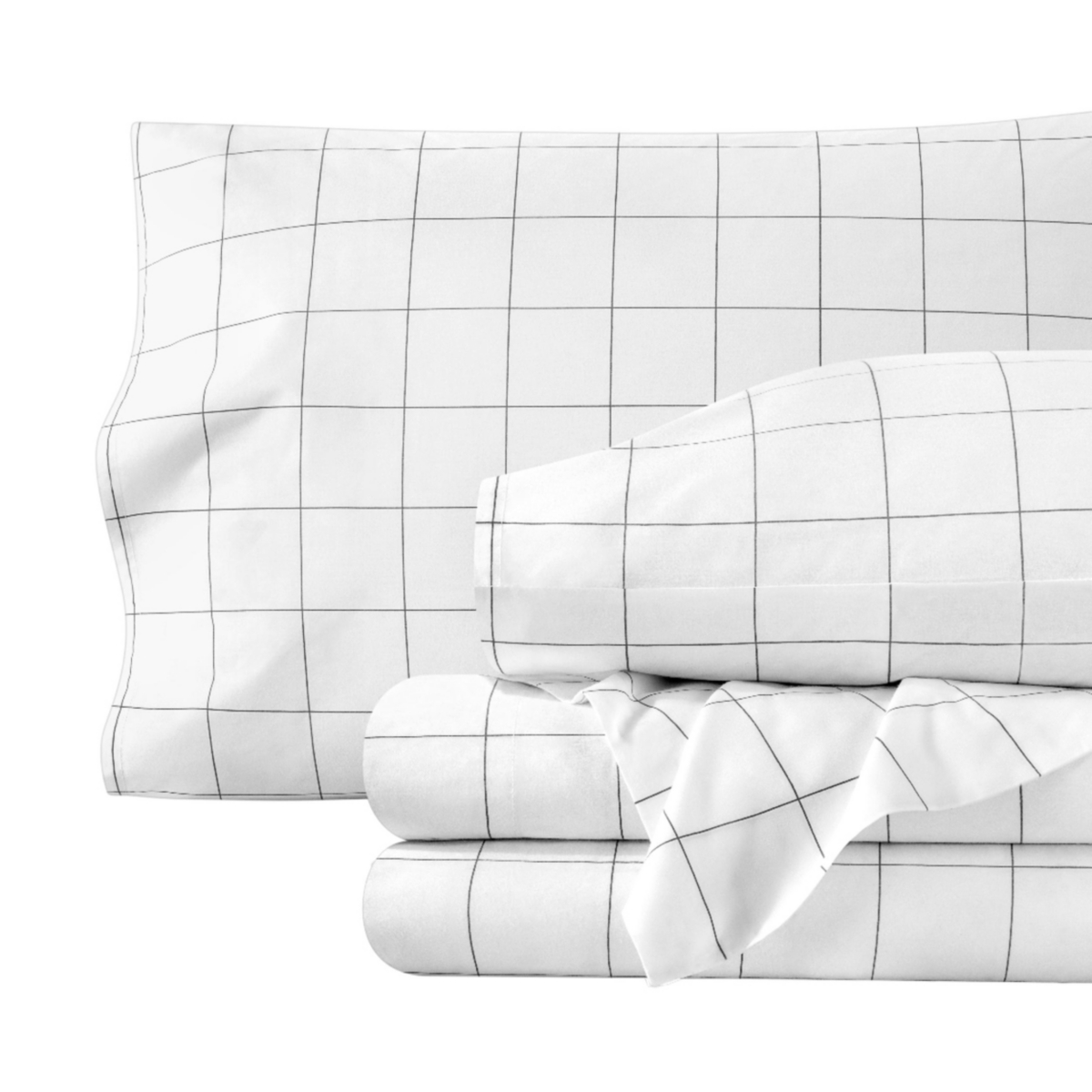 Click here for Bare Home Percale Sheet Set - Grid - white/grey prices