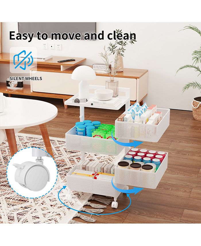 Mega Casa 4 Tier Metal Utility Cart with Lockable Wheels, Rotating ...