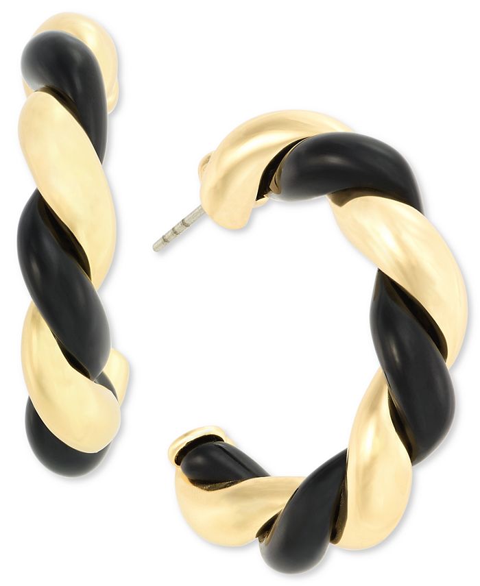 On 34th Gold-Tone Swirl Medium Hoop Earrings, 1.2", Created for Macy's ...