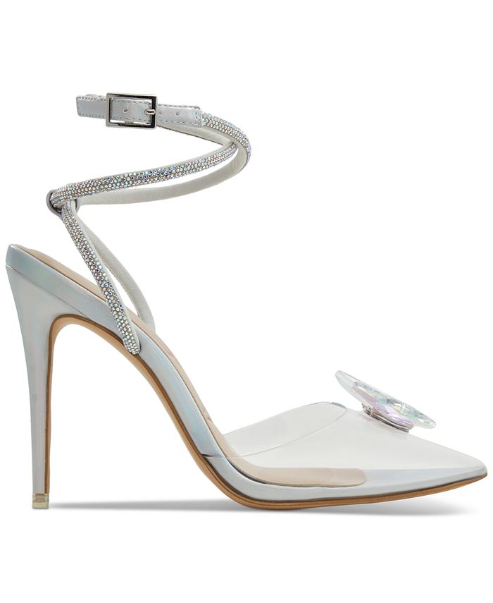 ALDO Women's Chrysalis Lucite Rhinestone Butterfly Ankle-Wrap Stiletto ...