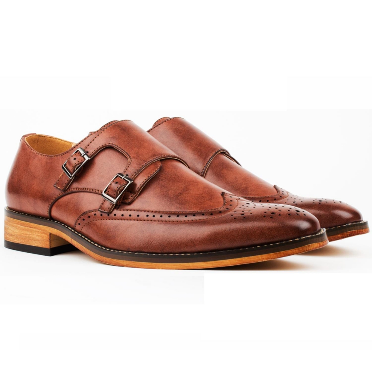 Click here for Gino Vitale Mens Monk Strap Brogue Dress Shoes - B... prices
