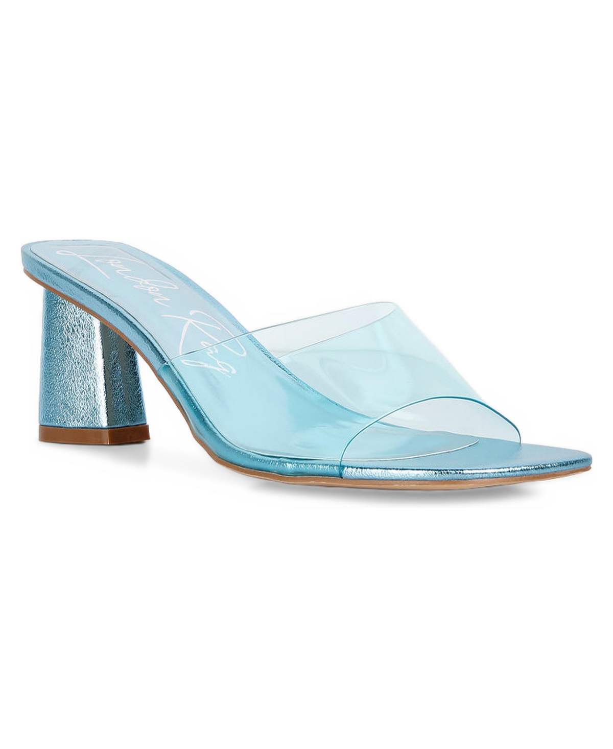 Click here for eugnie clear straps block heel sandals - Blue prices
