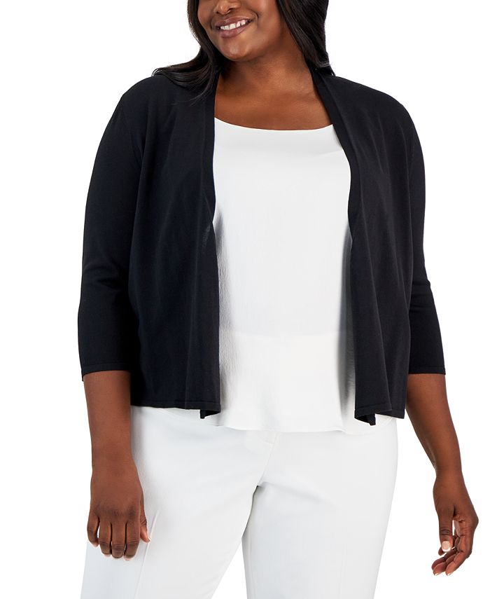 Kasper Plus Size Open-Front Cardigan - Macy's